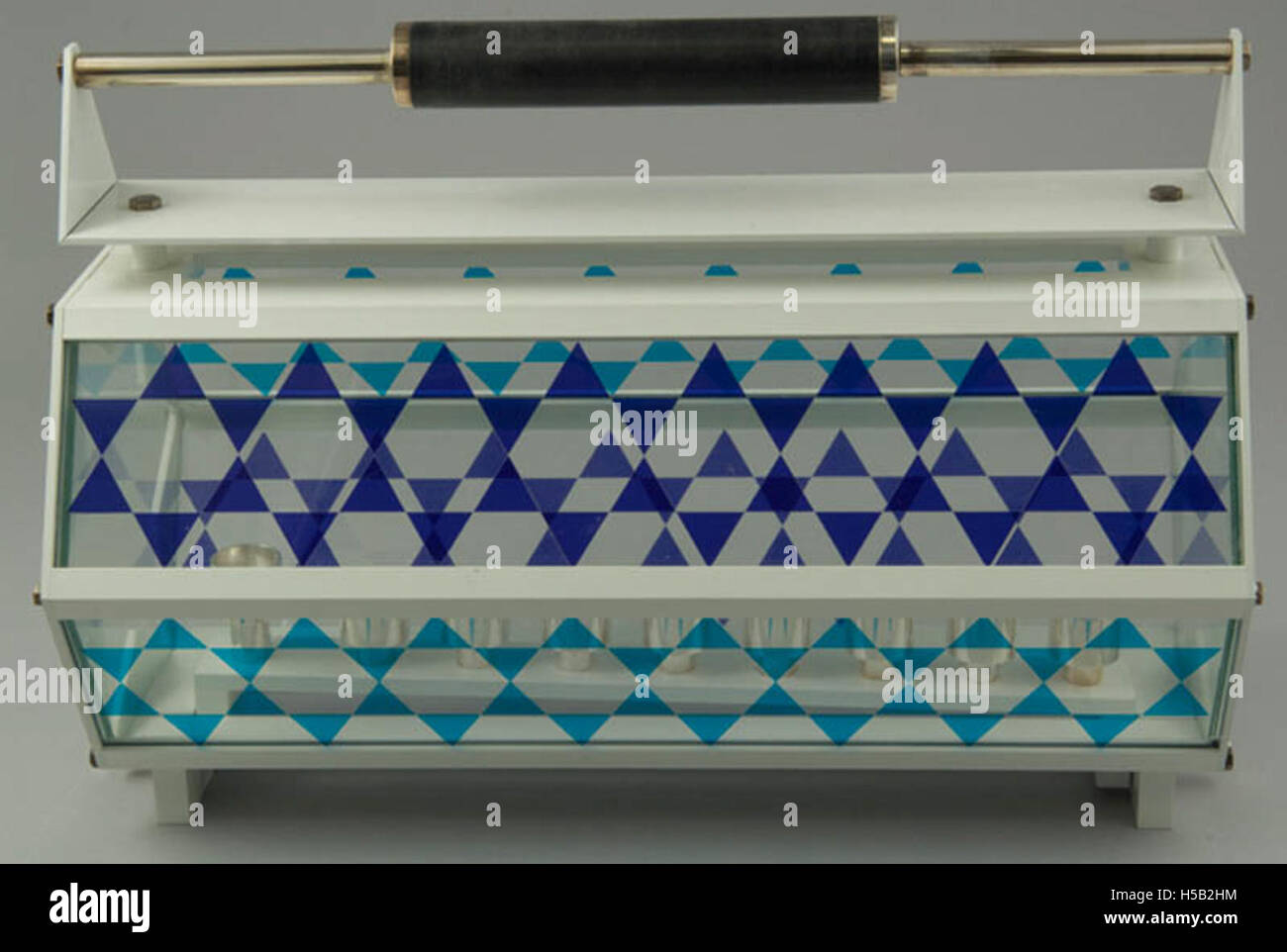 A Hanukkah lamp, a traditional Jewish ceremonial object, used during ...