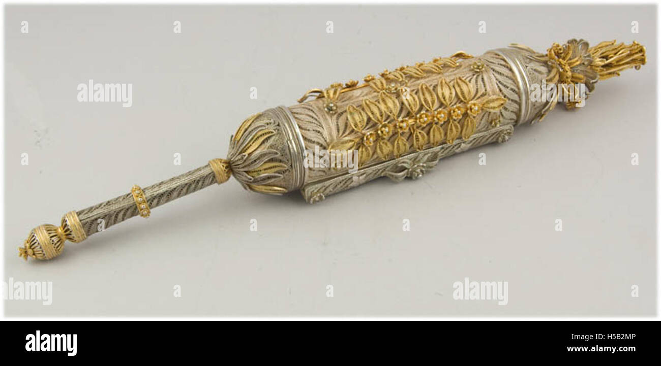 A photograph of an Esther Scroll and its case, associated with the ...