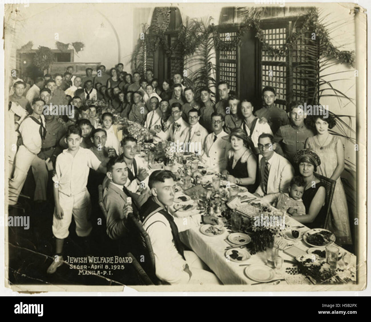 A group portrait from a Passover Seder in Manila, Philippines, in 1925 ...