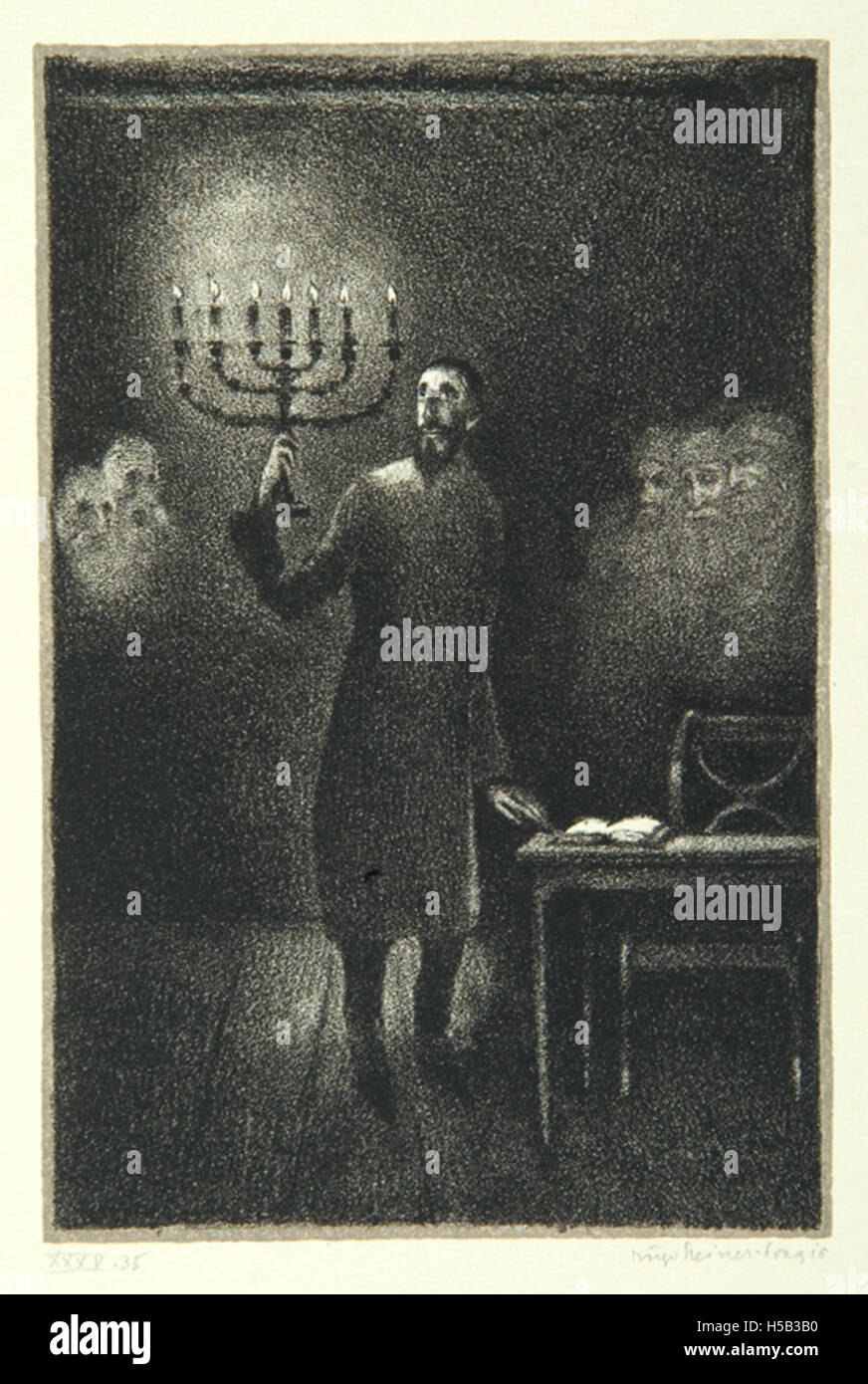 This page from the book 'Der Golem' by Hugo Steiner-Prag illustrates ...