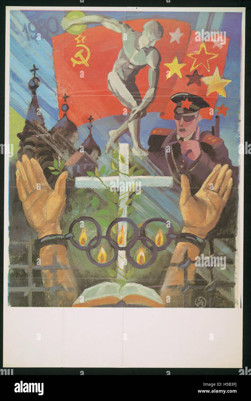 A poster from the 1980 Olympics associated with the American Soviet ...