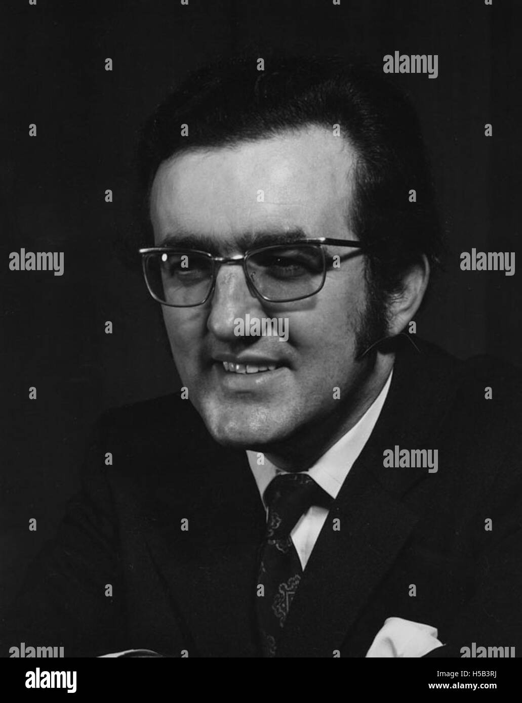 A portrait of Brian Griffiths, likely taken around 1973. Griffiths is ...