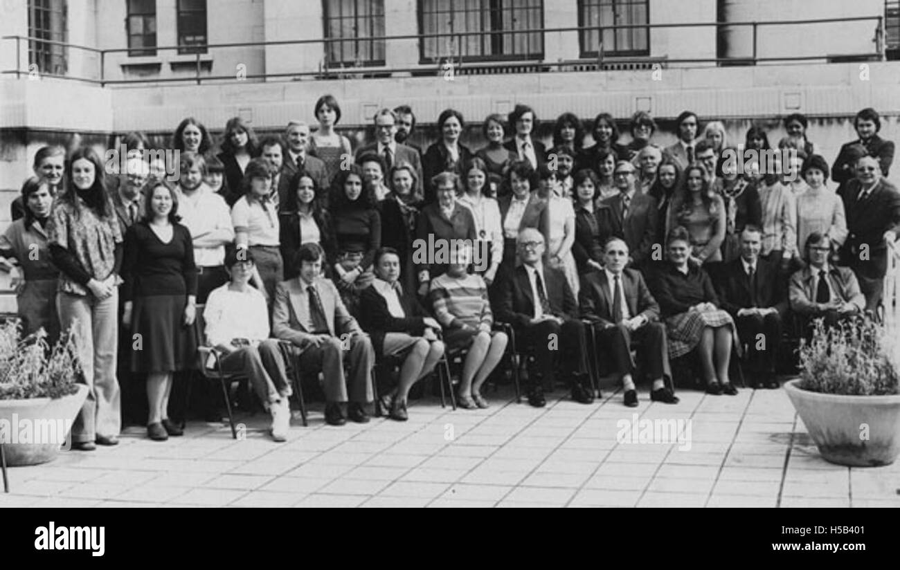 This photograph from the 1970s shows the staff of a library, providing ...