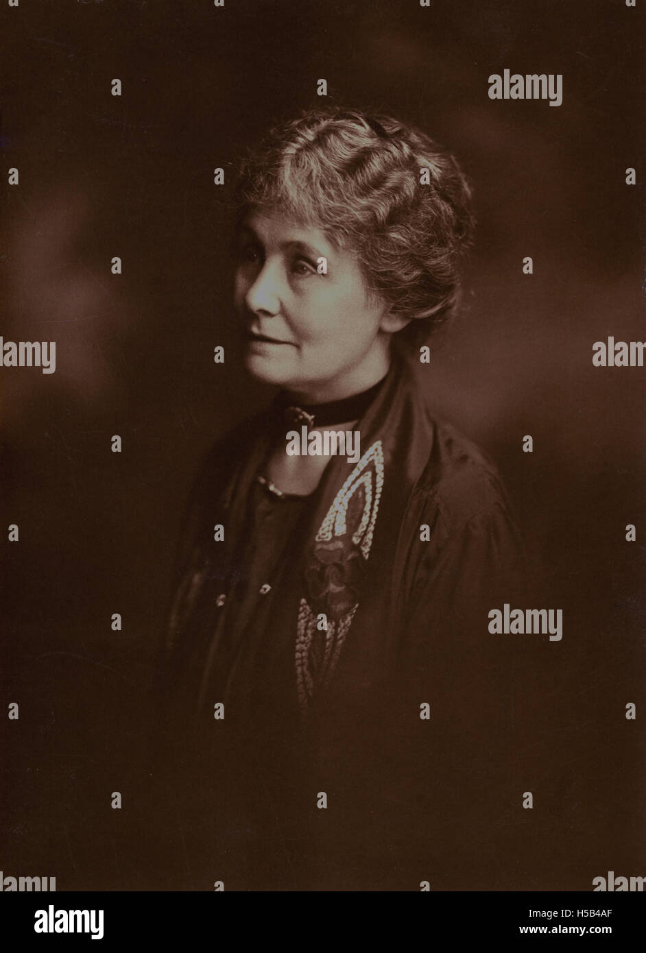 This image shows Emmeline Pankhurst, a key figure in the British ...