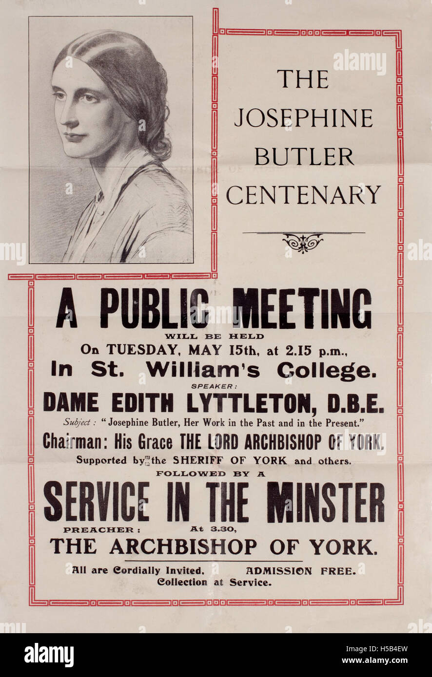 Posters from the 1928 centenary celebration of Josephine Butler, a ...