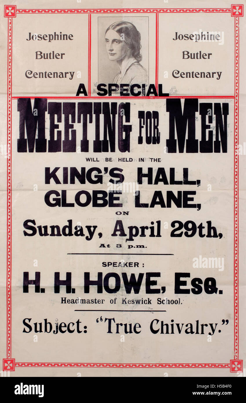 This poster marks the centenary of Josephine Butler, a prominent figure ...