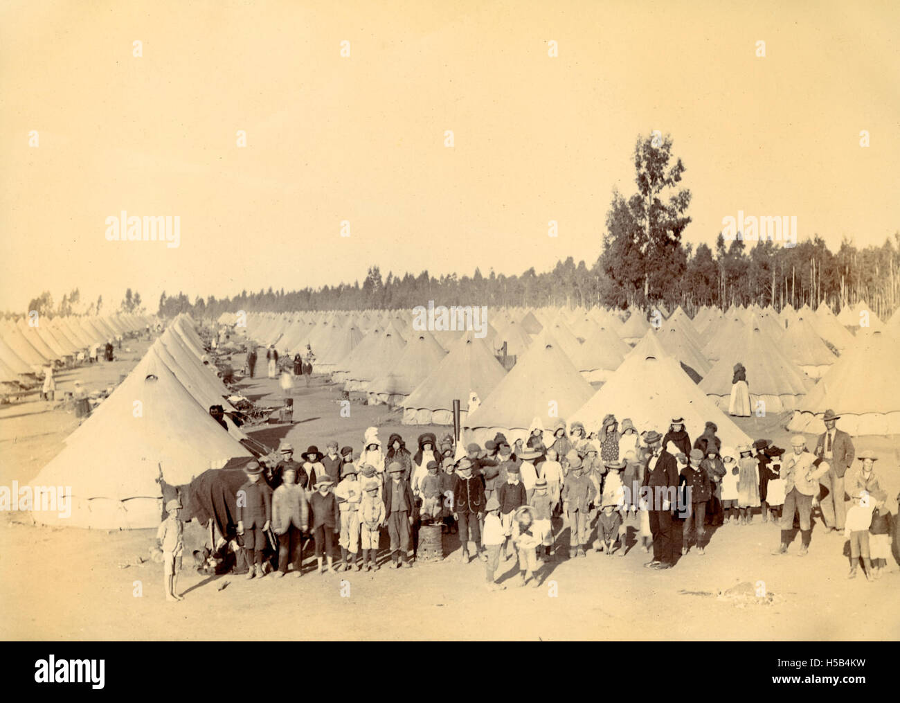 A historical image of Johannesburg Camp around 1901, likely depicting a ...