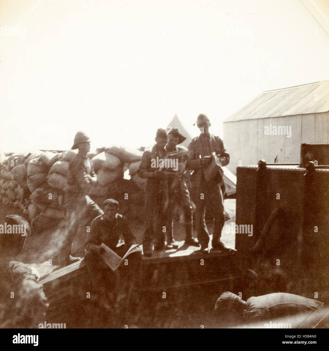 A photograph of Balmoral Camp, taken around 1901. The image depicts the ...