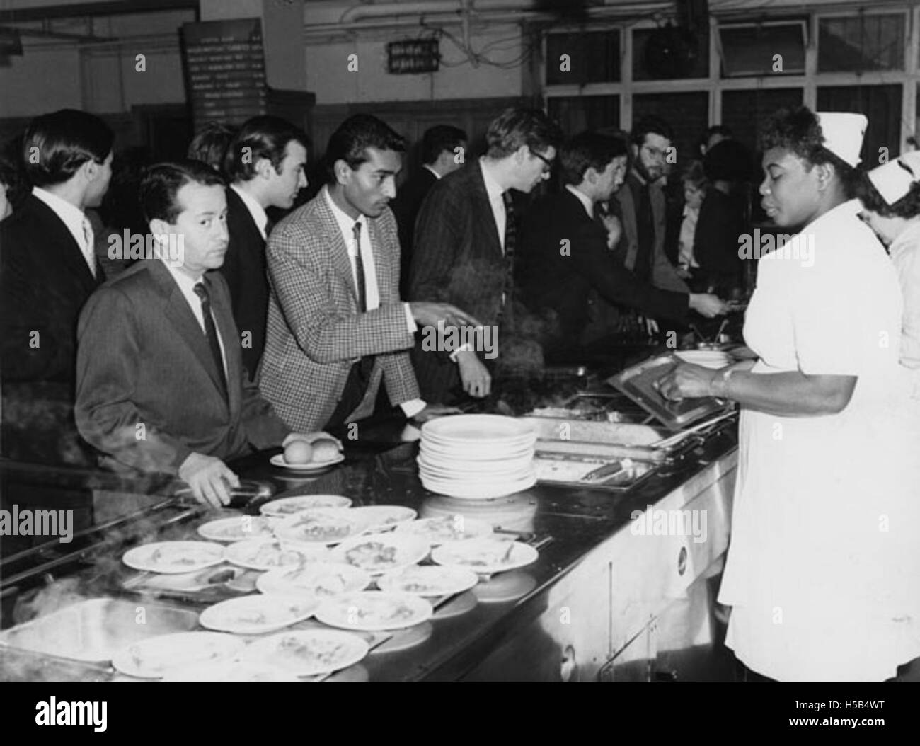 A photograph showing the refectory in 1964. The image provides a ...