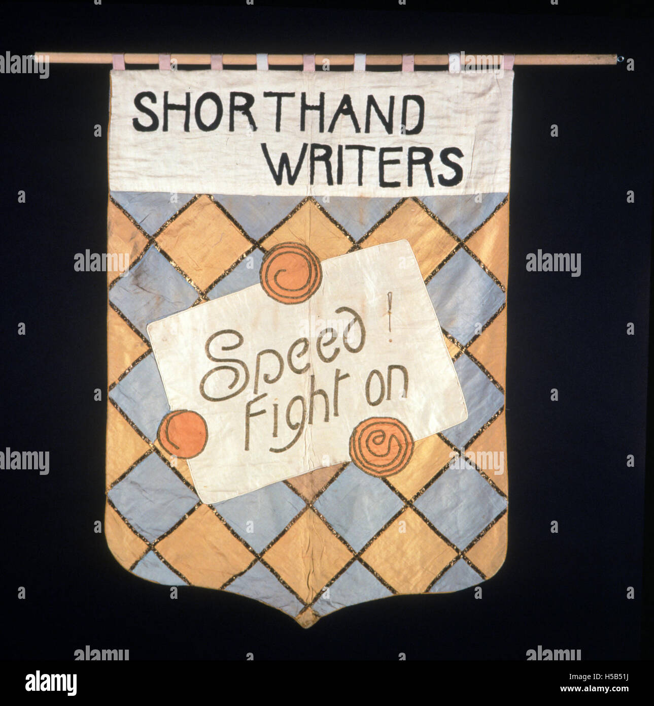 A banner representing the suffrage movement, advocating for women's ...