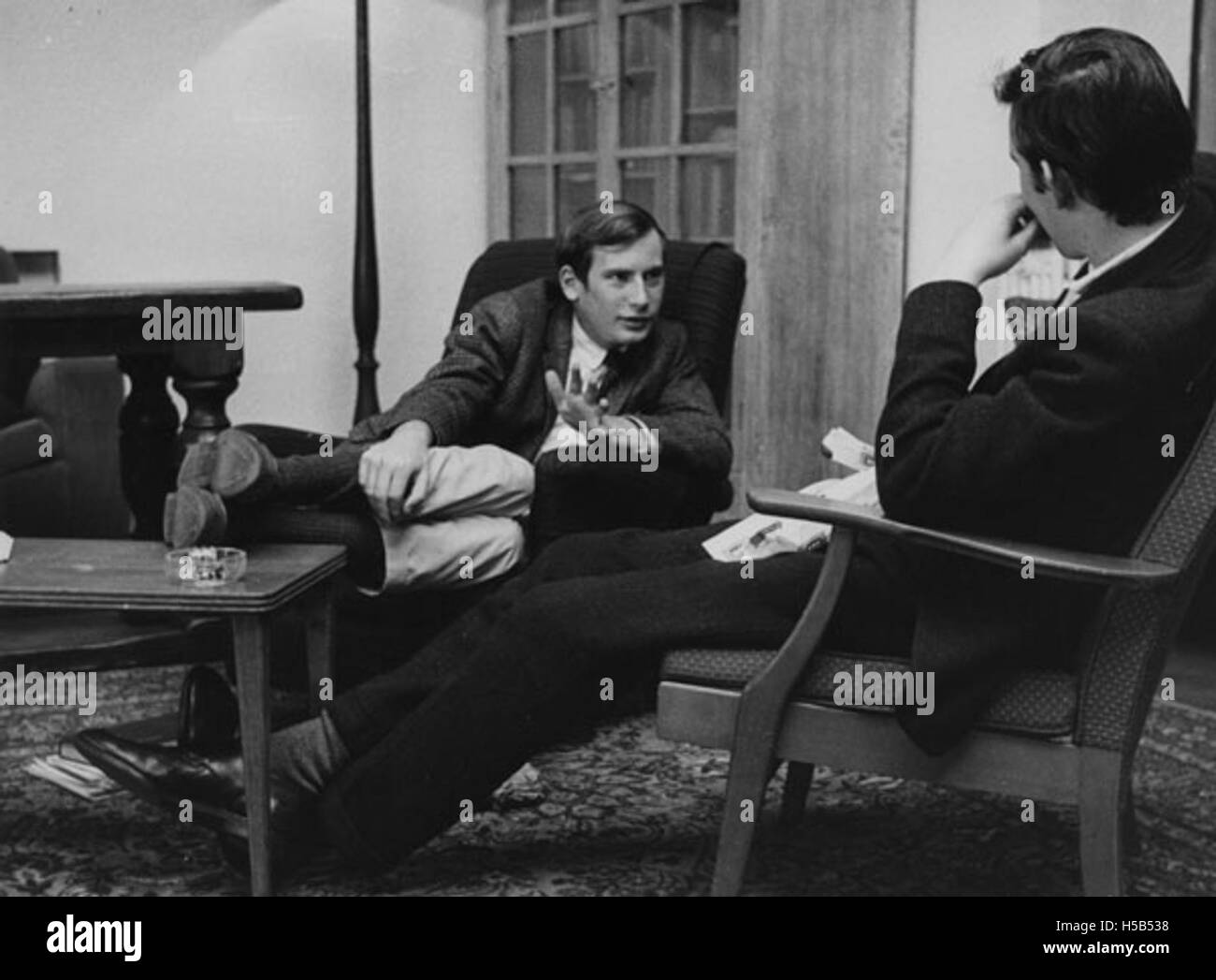 A photograph from 1964 shows students studying in the Shaw Library ...