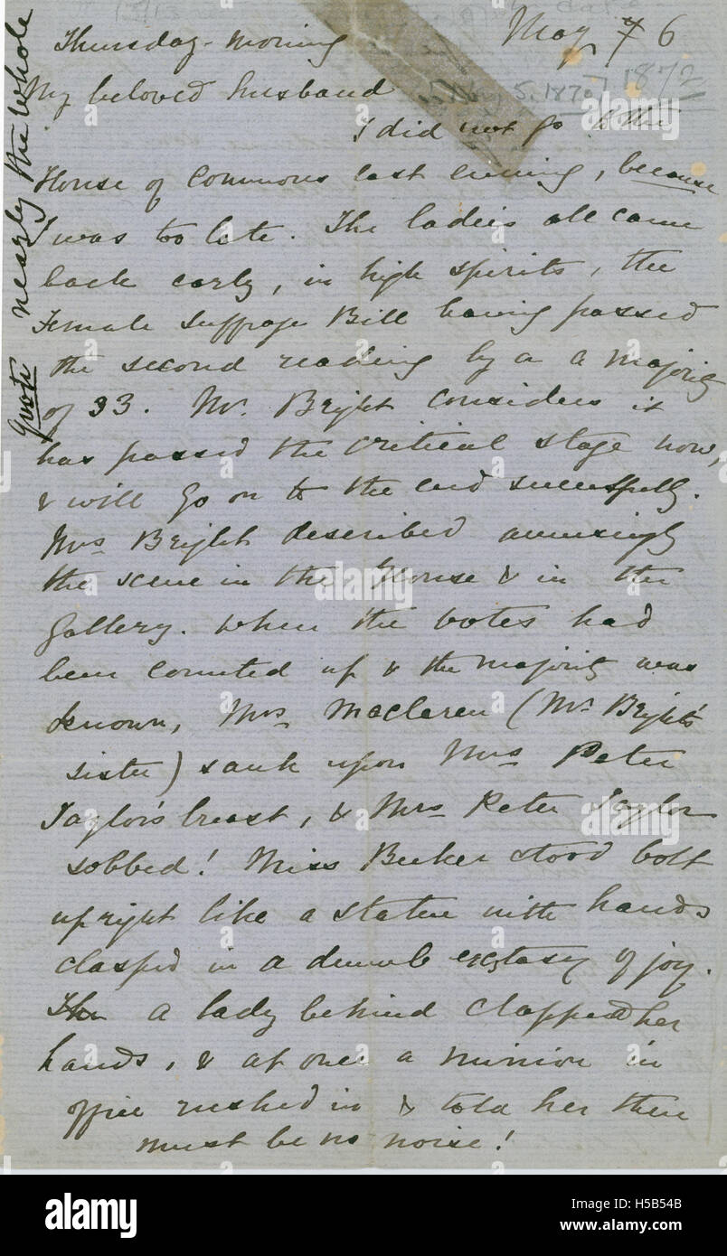 A letter from Josephine Butler to George Butler, dated to the late 19th ...