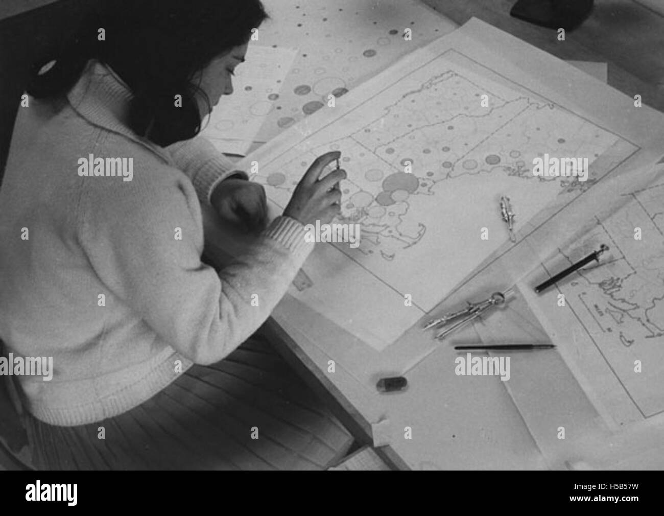 The Geography Drawing Office in 1964 reflects the methods used for ...