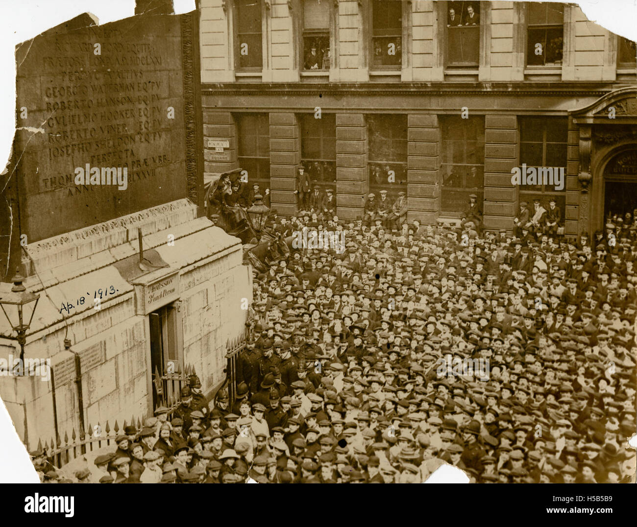 A demonstration took place at a monument in London in 1913, likely ...