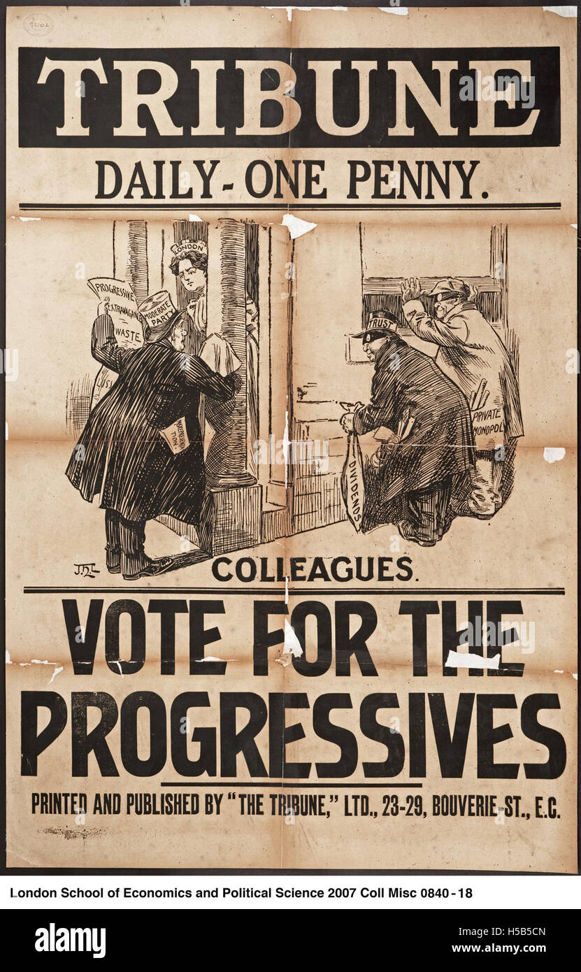 Progressive Party Poster Produced by 'Tribune' for LCC elections Stock ...