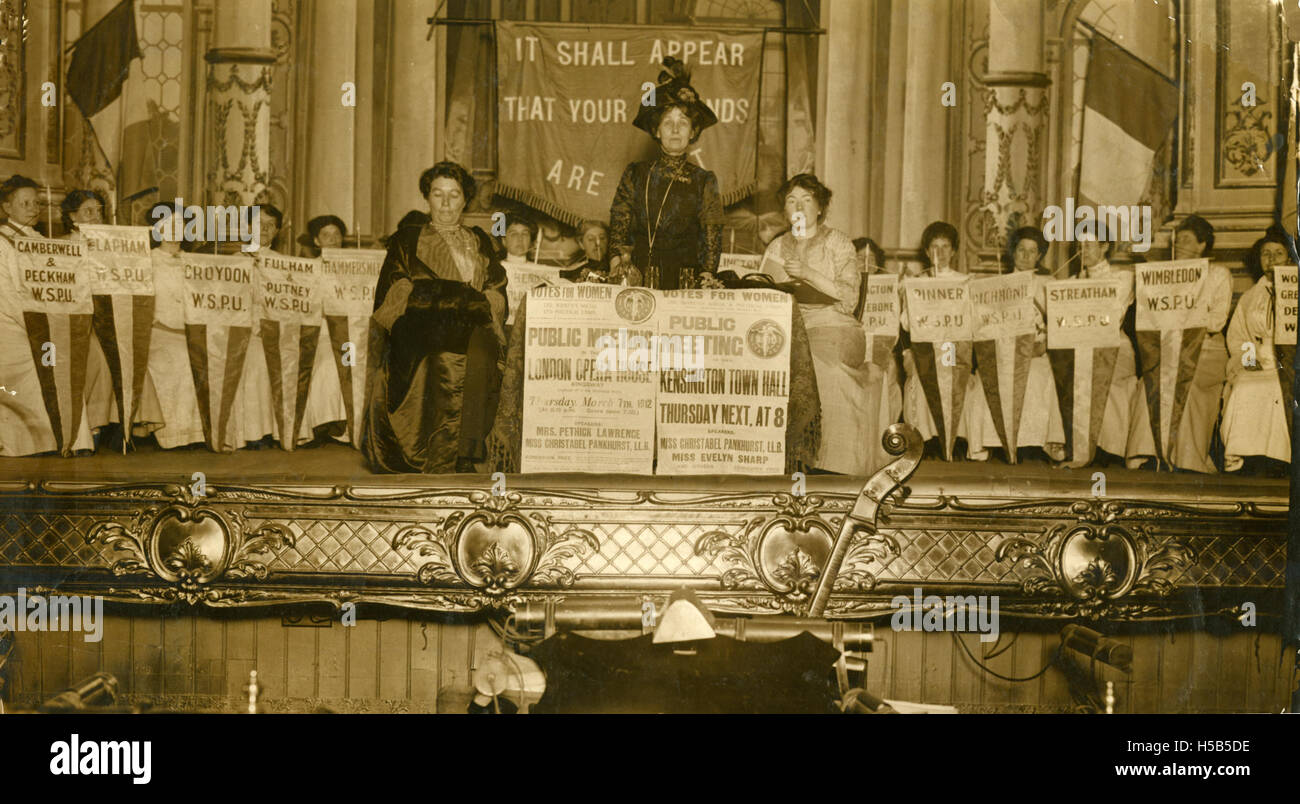 Emmeline Pankhurst, a prominent suffragist, speaking at a Women's ...