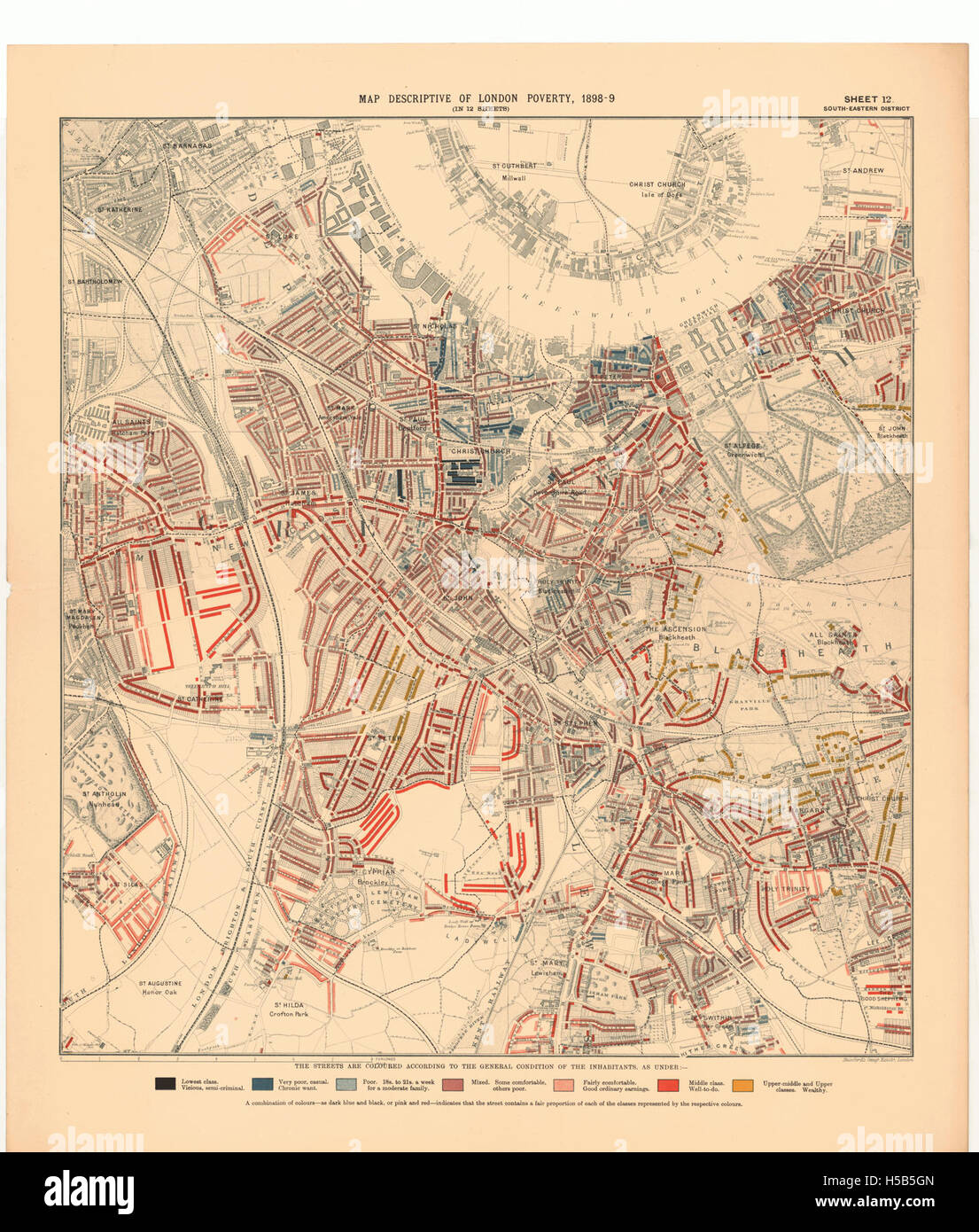 This printed map from 1898-1899 depicts the poverty levels in the South ...
