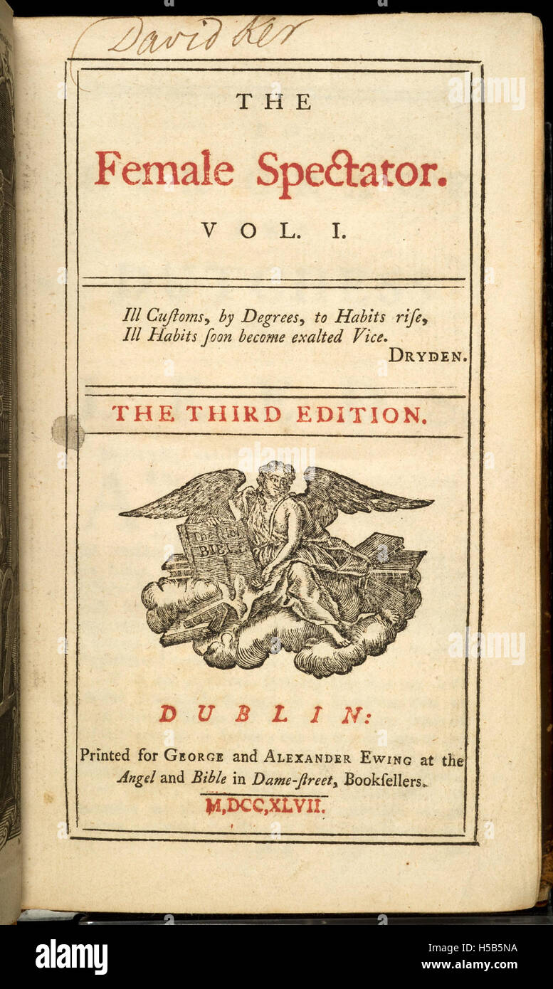 'The Female Spectator' was a periodical published in 1744, offering ...
