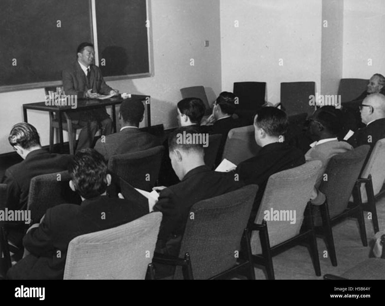 A photograph of Professor Hla Myint with his class in 1964 ...