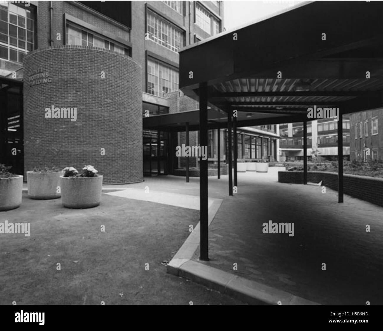 The image shows the main entrance to the Lionel Robbins Building ...