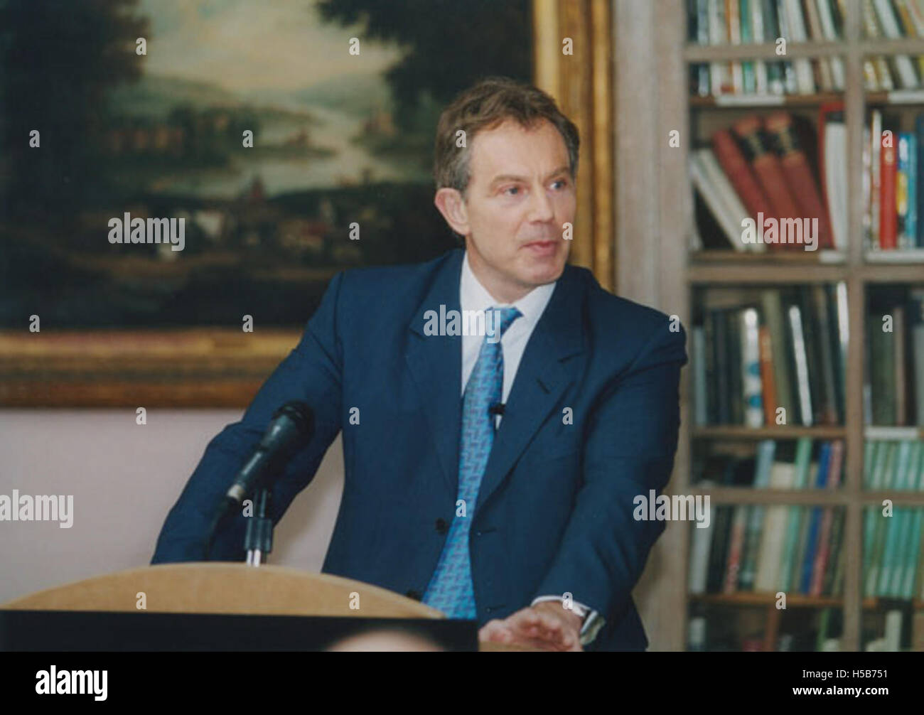 A photograph of Tony Blair, the Prime Minister of the United Kingdom in ...