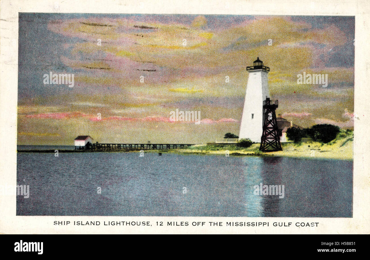 The Ship Island lighthouse stands 12 miles off the Mississippi Gulf ...