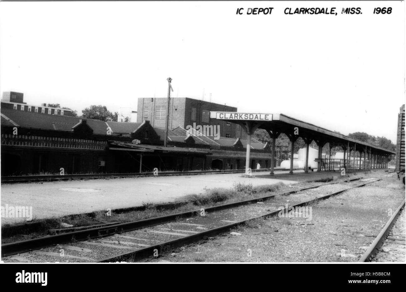 The IC Depot in Clarksdale, Mississippi, photographed in 1968, was a significant railway station ...
