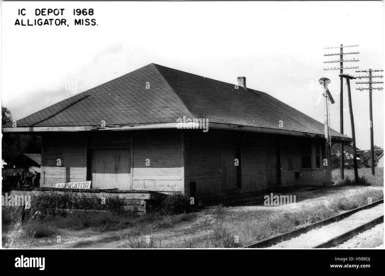 This photograph shows the IC Depot in Alligator, Mississippi, taken in 1968. It highlights the ...