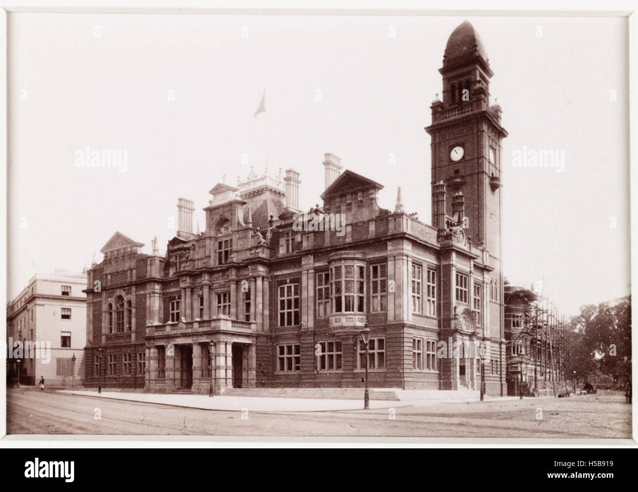 A historic view of the Town Hall in Leamington, an important civic ...