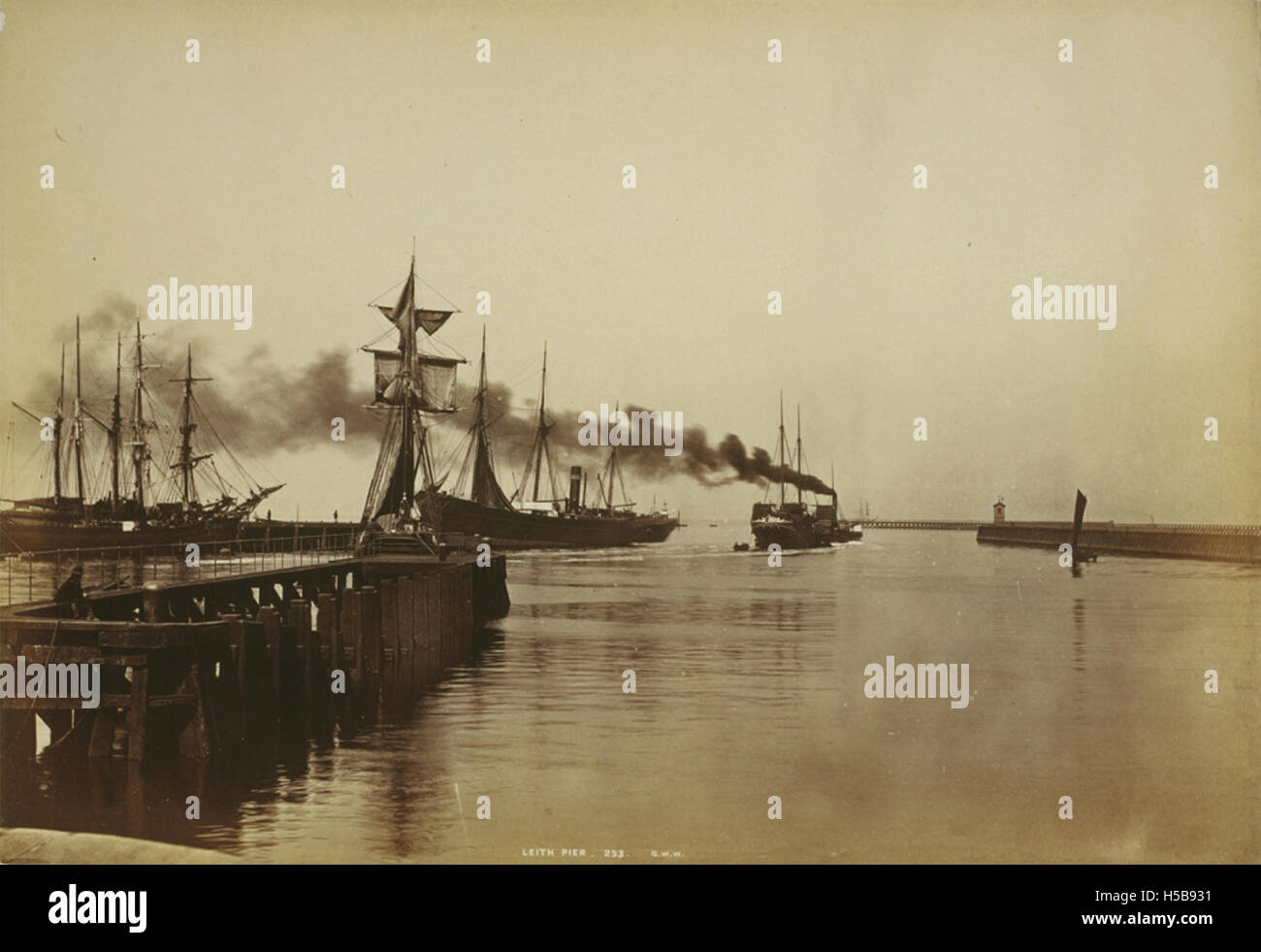 Leith Pier, a location in Edinburgh, Scotland, depicted in this image ...