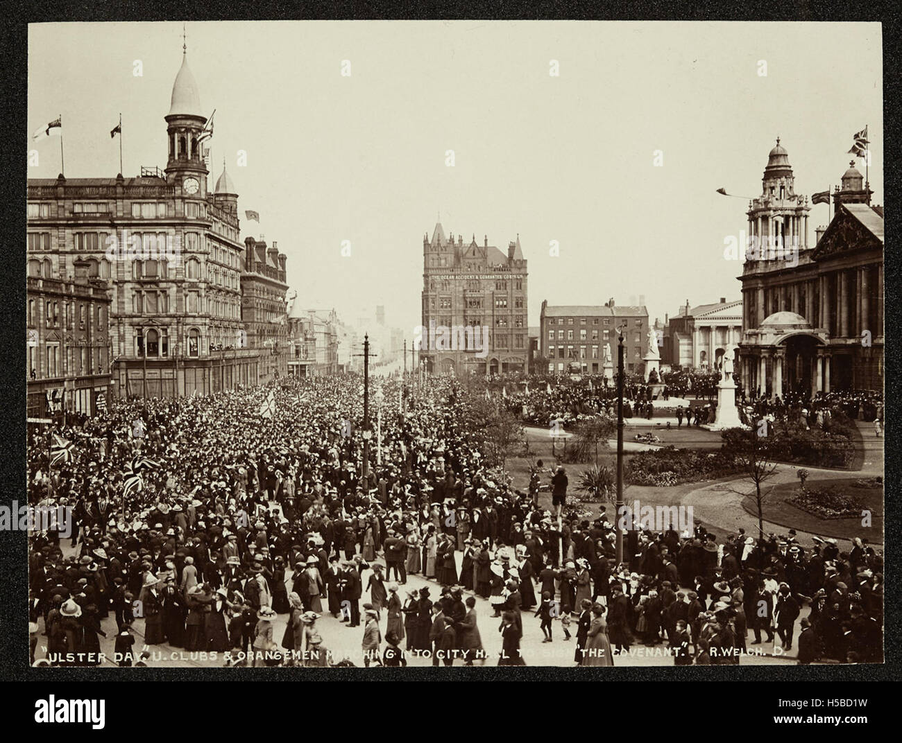 On 28 September 1912, Ulster Day, thousands gathered at Belfast City ...