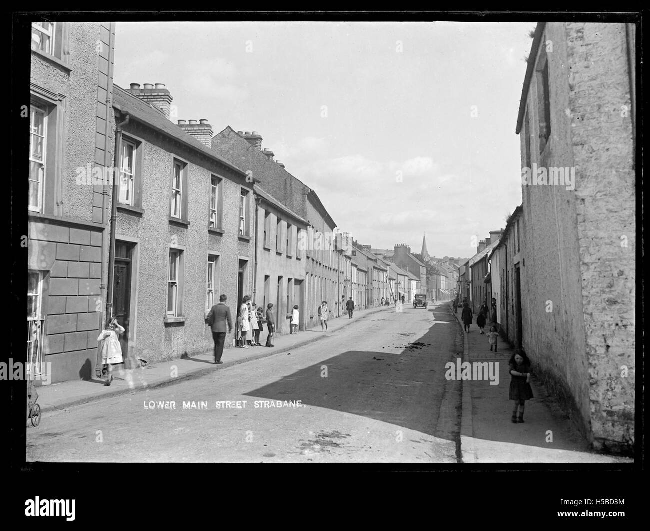 A street scene depicting Lower Main Street in Strabane, Northern ...
