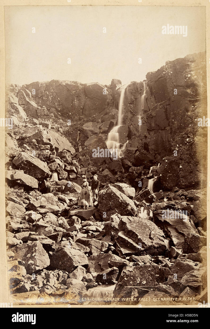 The 'Black Waterfall' in Glenariffe, Northern Ireland, is a scenic ...