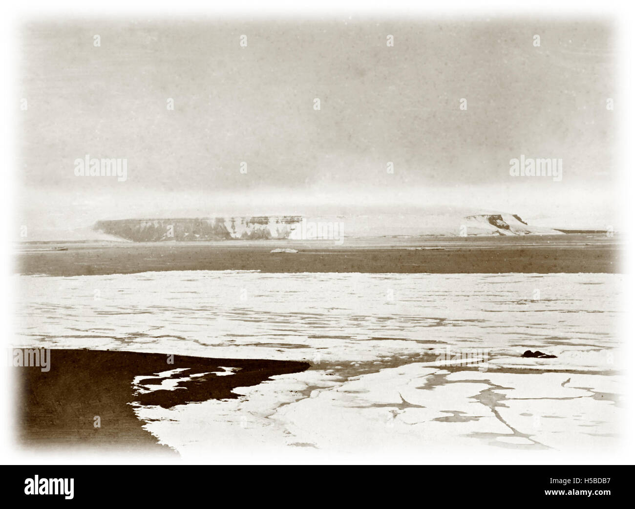 This image captures a scene from a polar exploration expedition ...