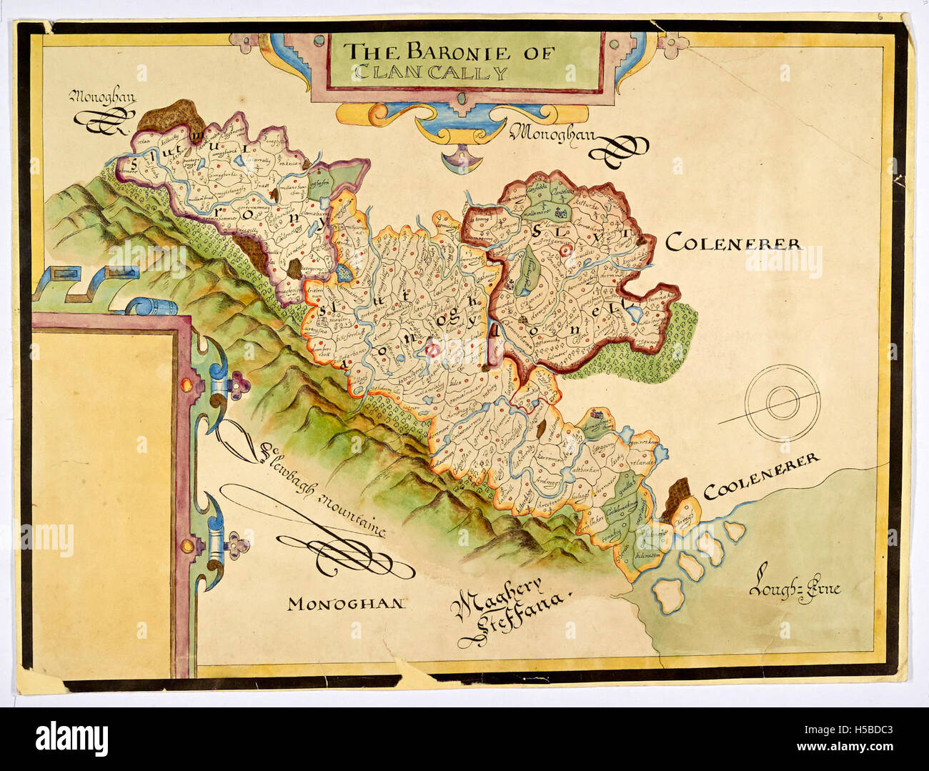 This 17th-century map illustrates the Baronie of Clancally, a ...
