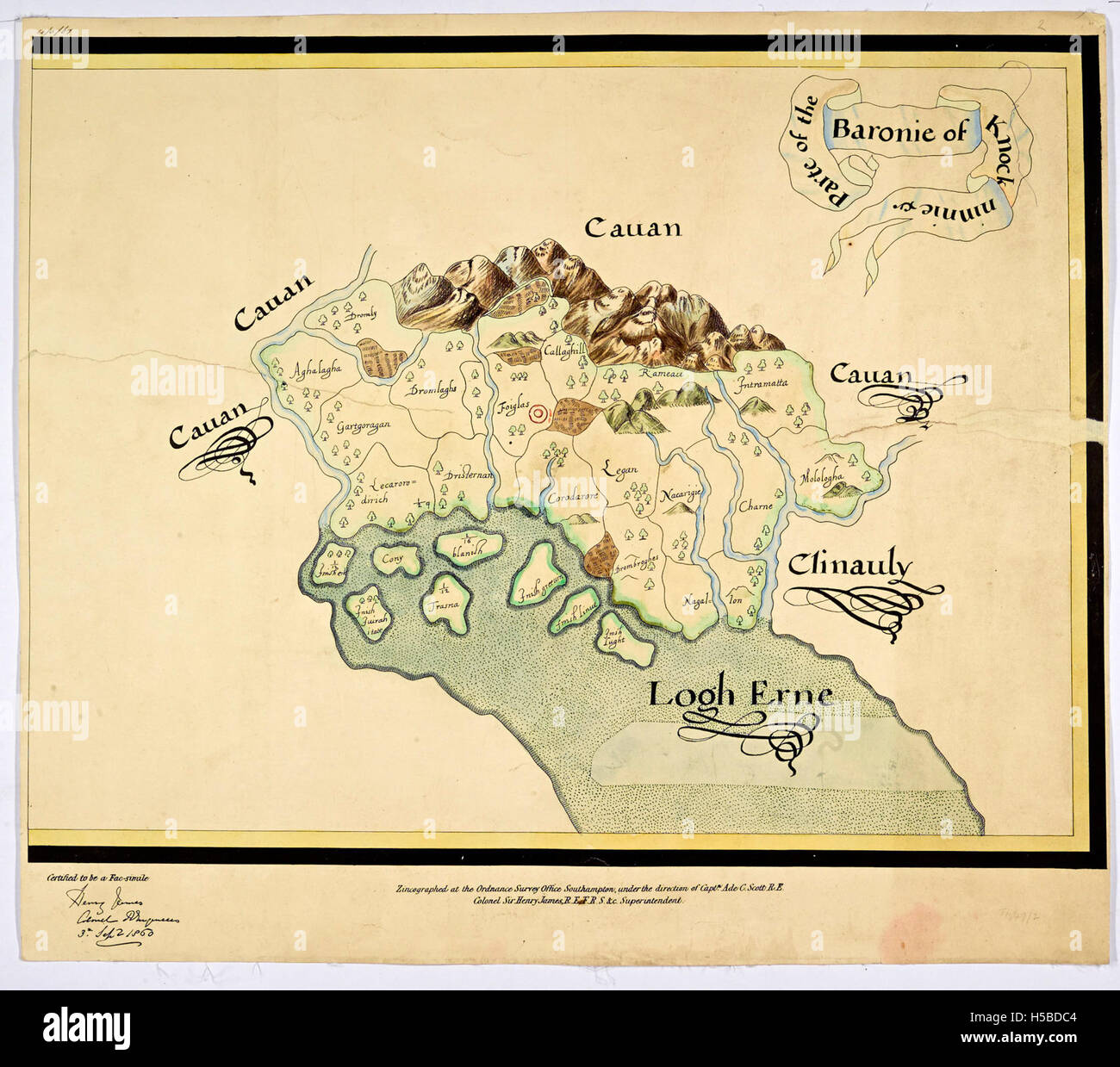 This historical map depicts the Parte of the Baronie of Knockninnie ...