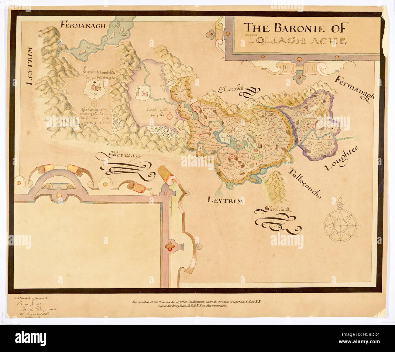 A map from the 17th century depicting the Barony of Tollagh Aghe. This ...