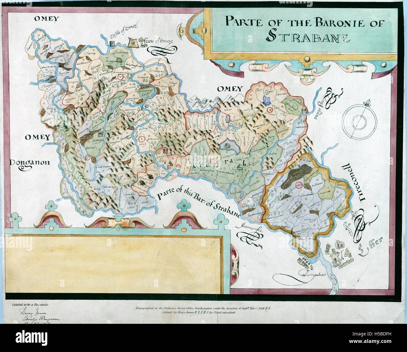 This image depicts a historical map plan of the Barony of Strabane ...