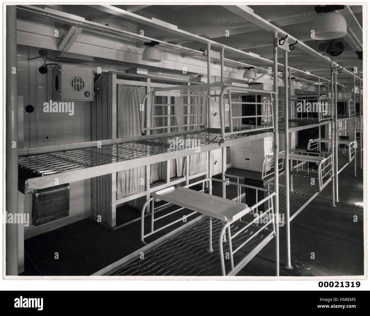 A photograph showing a medical ward on the TSS Oranje II, a passenger ...