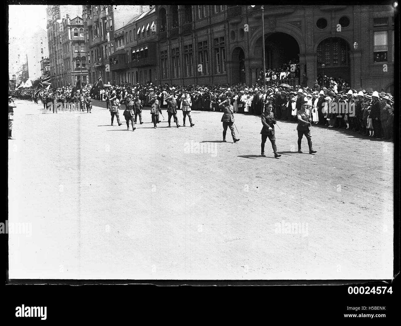 A historical photograph of Australian Army soldiers marching along ...