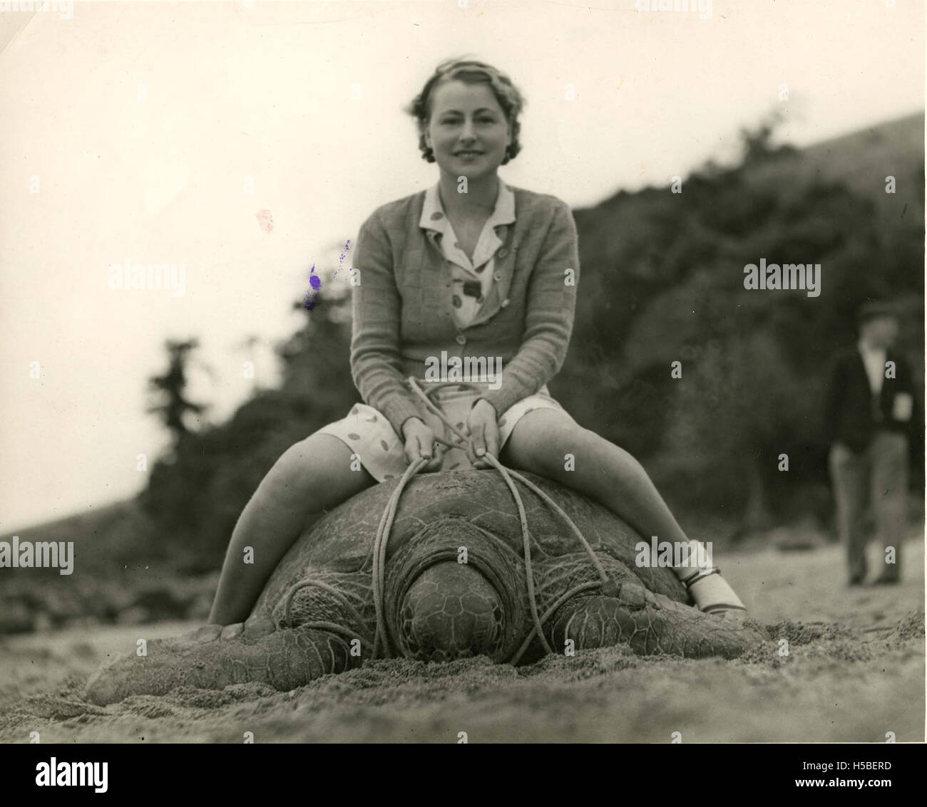 A young woman is depicted sitting astride a turtle, symbolizing themes ...