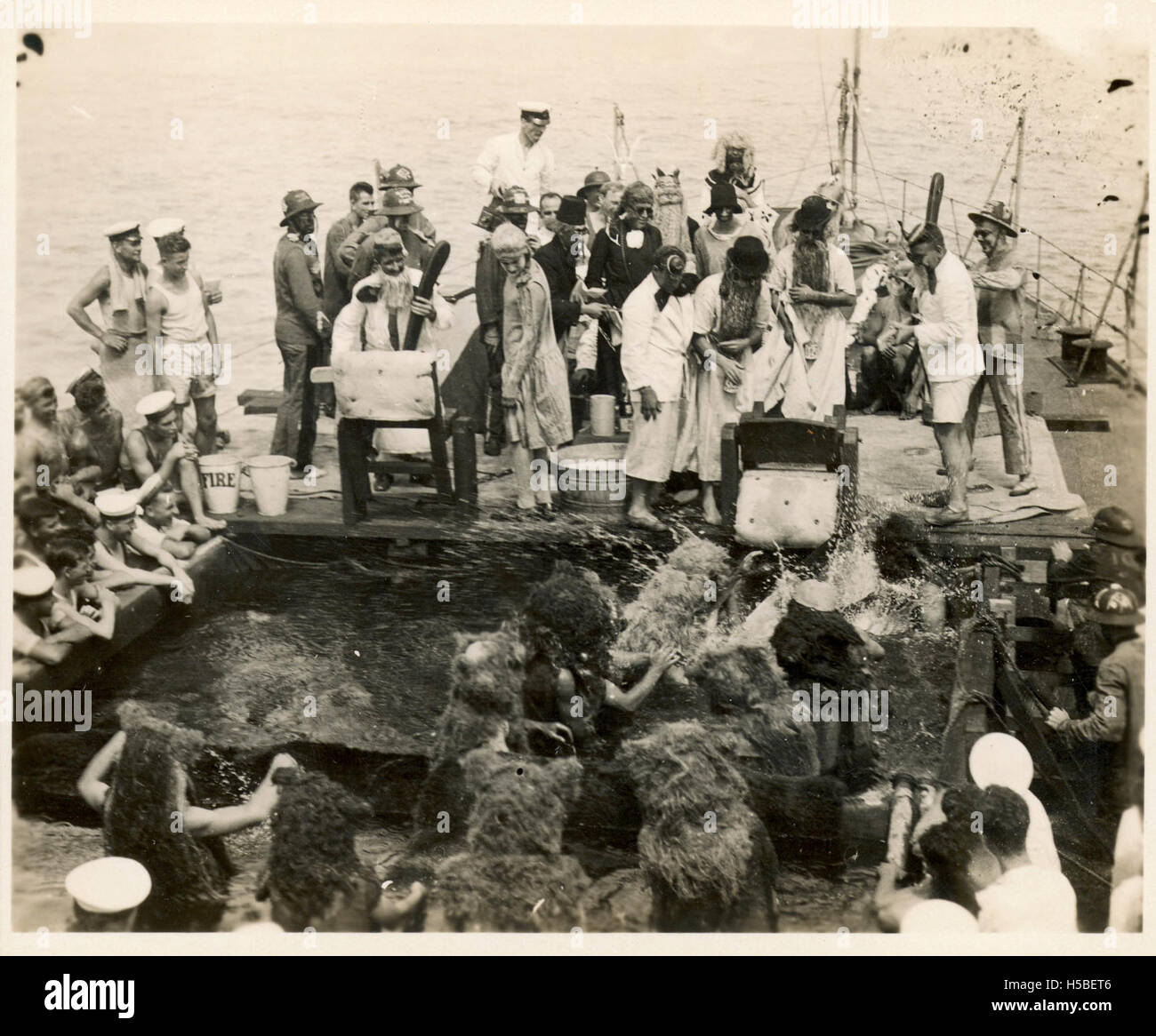 The Crossing the Line ceremony aboard the HMAS Melbourne marks a naval ...