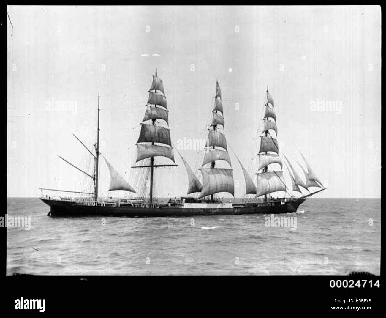 The four-masted barque Moshulu, an iconic sailing ship, captured under ...