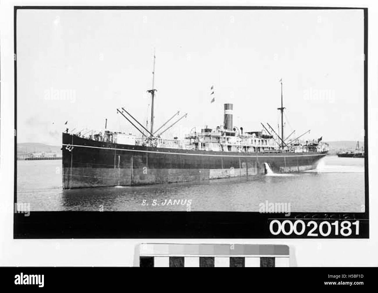 A photograph of the SS JANUS, a ship involved in maritime travel during ...