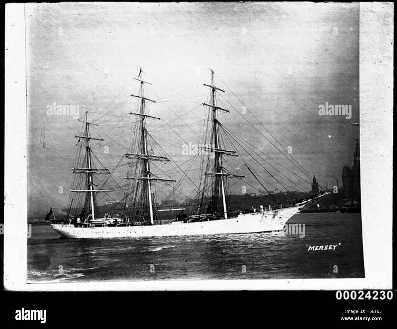 This image shows the SS Mersey, a ship anchored in the River Mersey ...
