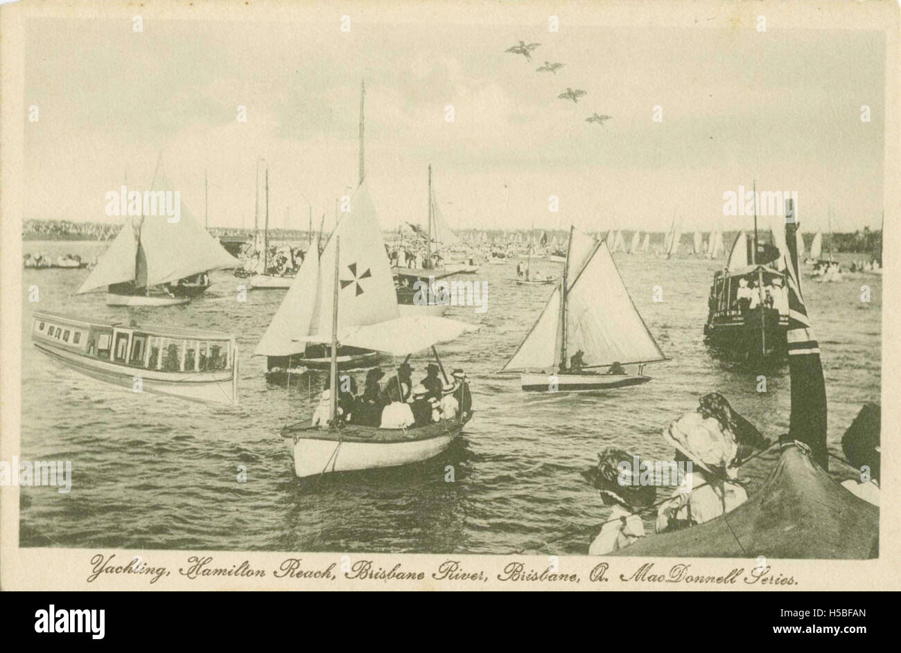 A yachting event takes place on Hamilton Reach of the Brisbane River ...