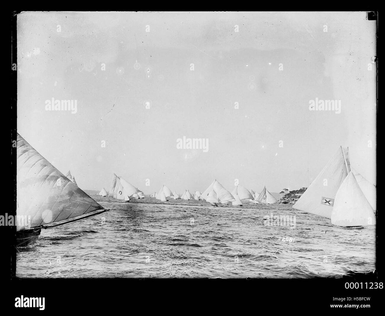 18-footers, a type of racing boat, are seen competing on Sydney Harbour ...