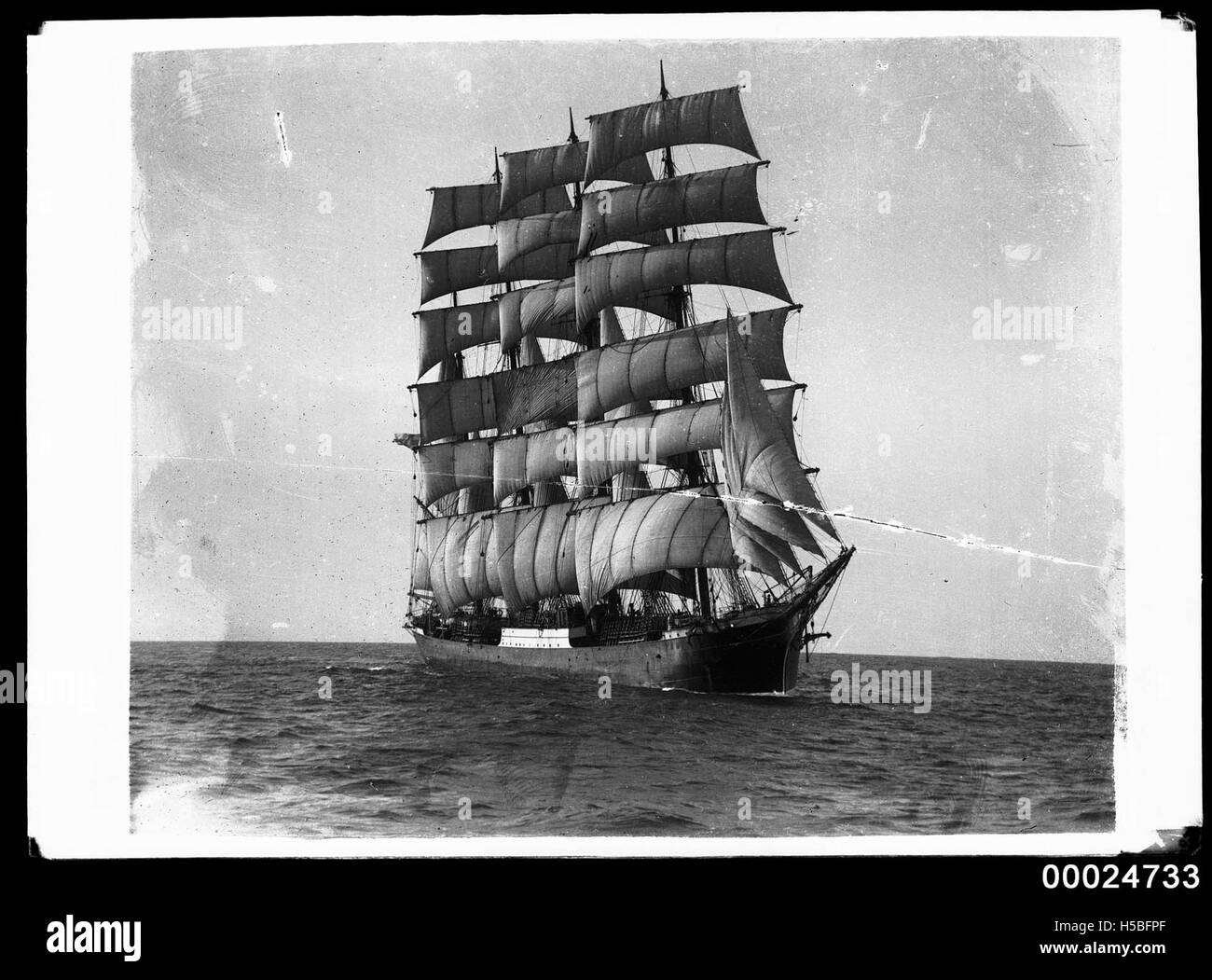 The four-masted barque PAMIR, a famous sailing ship, is shown under ...