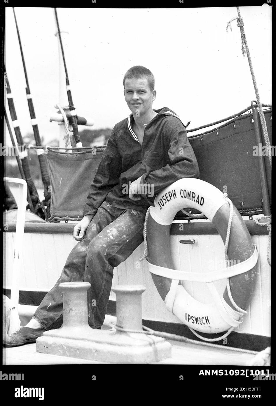Andrew Lindsay is depicted onboard the ship JOSEPH CONRAD. This image ...