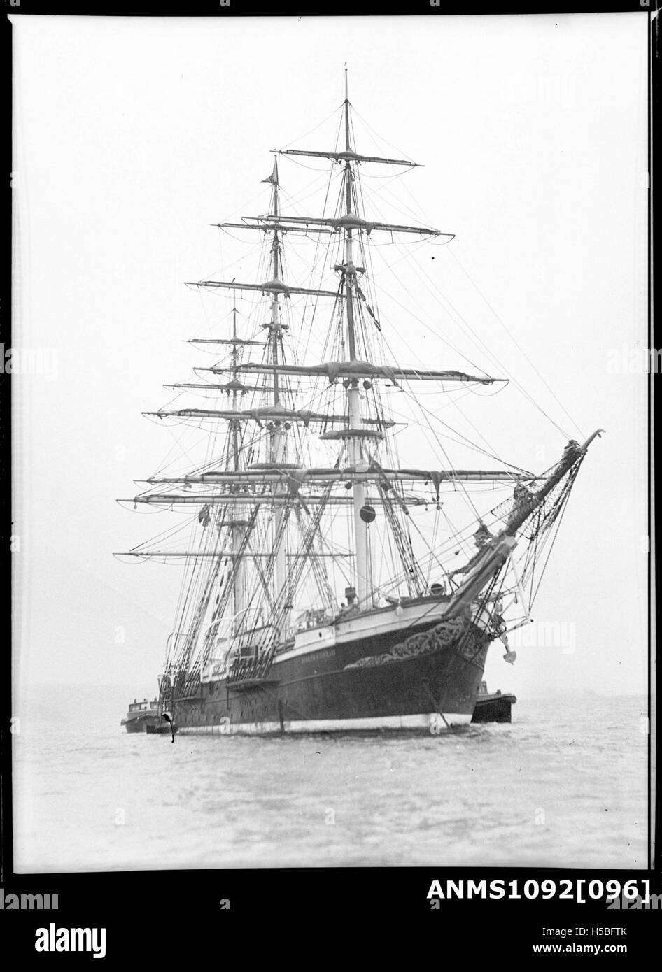 The three-masted ship Joseph Conrad is anchored in Sydney Harbour. This ...